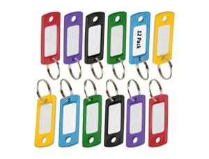 lucky line flexible colored plastic key tag with 3/4″ split ring, in assorted colors, 12 pack (16929)