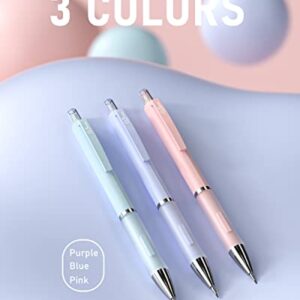 Nicpro 6 PCS Pastel Mechanical Pencil 0.5 & 0.7 mm for School, with 12 tubes HB Lead Refills, 3 Erasers, 9 Eraser Refills For Student Writing,Drawing,Sketching, Blue & Pink & Violet Colors - With Case