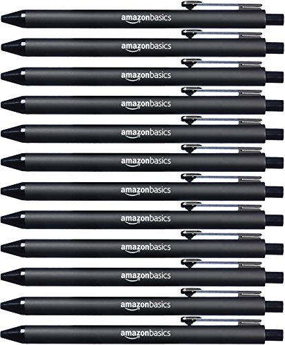 Amazon Basics Retractable Ballpoint Pen - Black, 1.2mm, 12-Pack