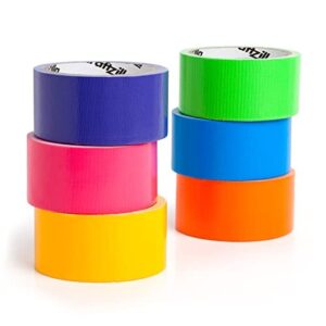 craftzilla rainbow colored duct tape — 6 bright duct tape colors — 10 yards x 2 inch — waterproof duct tape — colored duct tape multipack for arts — heavy duty duct tape — color duct tape rolls