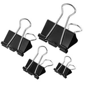 mr. pen- binder clips, 100 pc, assorted sizes, black, paper binder clips, paper clamps assorted sizes, black clips for paper, black binder clips, office clips assorted, metal binder clips