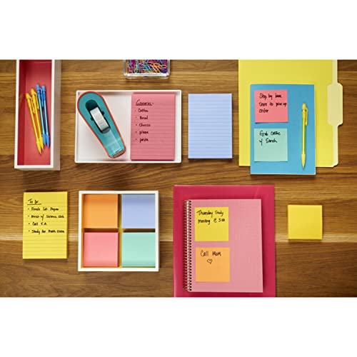 Post-it Super Sticky Notes, 4x6 in, 5 Pads/Pack, 90 Sheets/Pad, Amazon Exclusive Bright Color Collection, Aqua Splash, Acid Lime, Sunnyside, Guava and Iris Infusion