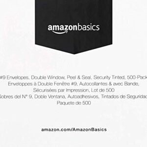 Amazon Basics #9 Envelopes with Peel & Seal, Double Window, Security Tinted, 500-Pack