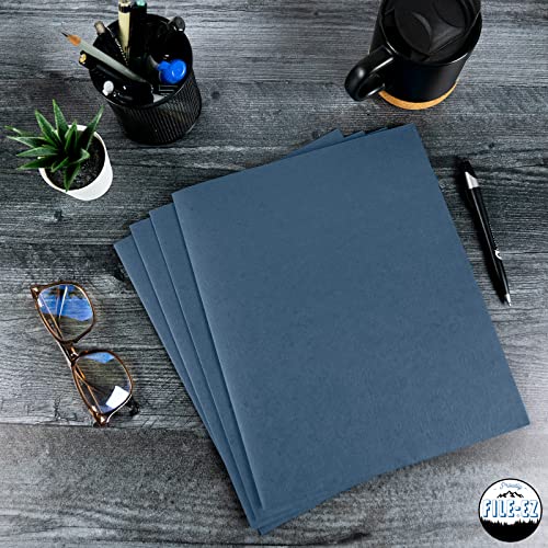 FILE-EZ Two-Pocket Folders, Dark Blue, 25-Pack, Textured Paper, Letter Size (EZ-32523)