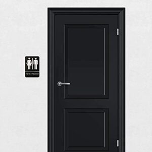 CORKO MANUFACTURING Unisex Braille Restroom Sign - Comes with Graphical Symbols and Double Sided 3M Tape to Secure Perfectly in Less Than a Minute - Size 9 x 6 Inch | Black