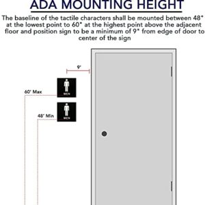 CORKO MANUFACTURING Unisex Braille Restroom Sign - Comes with Graphical Symbols and Double Sided 3M Tape to Secure Perfectly in Less Than a Minute - Size 9 x 6 Inch | Black