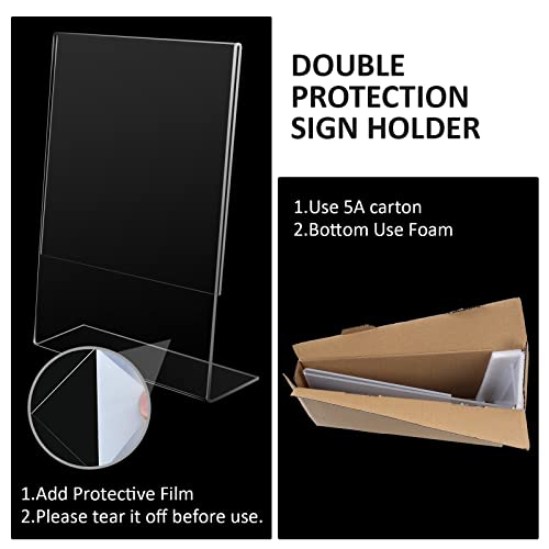 Acrylic Sign Holder 8.5 x 11, Slanted Back Sign Holders, Clear Tabletop Plastic Sign Holder, Acrylic Stands for Display 8.5 x 11, Plastic Paper Sign Holder for Office, Home, Restaurant (3 Pack)