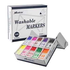 madisi washable markers, broad line markers, assorted colors, classroom bulk pack, 240 count