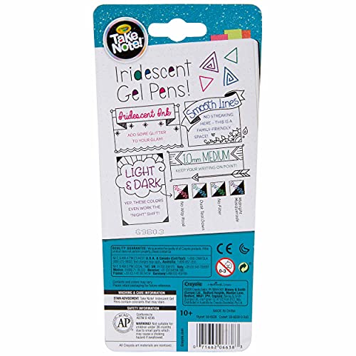 Crayola Iridescent Gel Pens, Office & School Supplies, 1.0Mm Medium Pt., 4Count