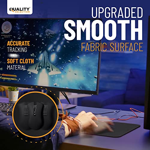 Quality Selection Mouse Pad Superb for Computer & Laptop, Non-Slip Rubber Base Mousepad, Mouse Pads for Home, Office & Gaming 7.75 x 9.25 in, Black