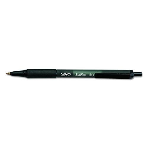 BIC Soft Feel Ball Pen, Black, Fine Point, 12-Count