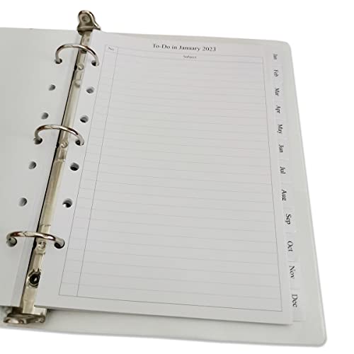 2023 Monthly Planner Refill 5-1/2" x 8-1/4", 12 Months from January 2023 to December 2023, Two Pages Per Month, Ruled Box, Desk Size 4, 7-Hole Punched