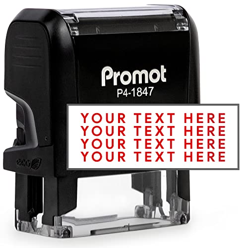 Promot Self Inking Personalized Stamp - Up to 4 Lines of Personalized Text, Custom Address Stamp, Office Stamps, Customized Stamp, Custom Stamps Self Inking with Easy to Change Ink Cartridge (Small)