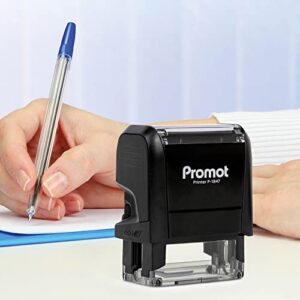 Promot Self Inking Personalized Stamp - Up to 4 Lines of Personalized Text, Custom Address Stamp, Office Stamps, Customized Stamp, Custom Stamps Self Inking with Easy to Change Ink Cartridge (Small)