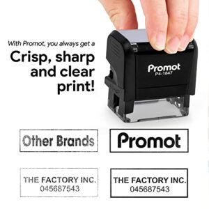 Promot Self Inking Personalized Stamp - Up to 4 Lines of Personalized Text, Custom Address Stamp, Office Stamps, Customized Stamp, Custom Stamps Self Inking with Easy to Change Ink Cartridge (Small)