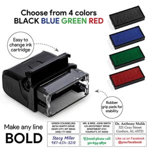 Promot Self Inking Personalized Stamp - Up to 4 Lines of Personalized Text, Custom Address Stamp, Office Stamps, Customized Stamp, Custom Stamps Self Inking with Easy to Change Ink Cartridge (Small)