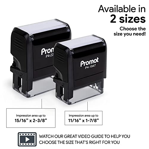 Promot Self Inking Personalized Stamp - Up to 4 Lines of Personalized Text, Custom Address Stamp, Office Stamps, Customized Stamp, Custom Stamps Self Inking with Easy to Change Ink Cartridge (Small)