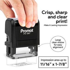 Promot Self Inking Personalized Stamp - Up to 4 Lines of Personalized Text, Custom Address Stamp, Office Stamps, Customized Stamp, Custom Stamps Self Inking with Easy to Change Ink Cartridge (Small)