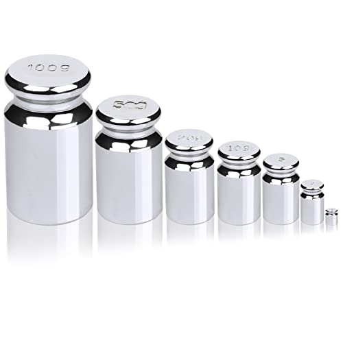 7 PCS Calibration Weights, Scale Calibration Weight Set 1g 2g 5g 10g 20g 50g 100g, Carbon Steel Small Weight, Scale Weights for Digital Scale, Gram Scale Balance, Jewelry Scale (Silver)