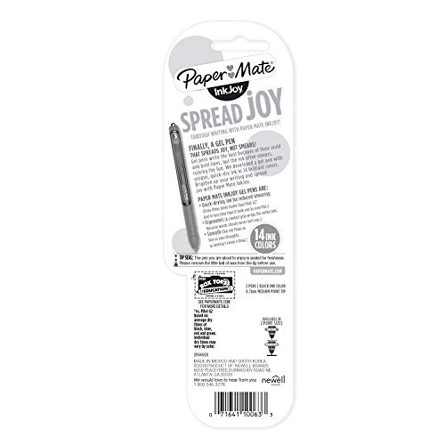 Paper Mate Inkjoy Gel Pens, Medium Point, 2-Pack, Black (1951634)