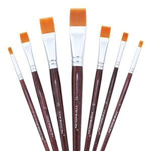 transon flat paint brush set 7pcs for acrylic watercolor gouache oil and body painting