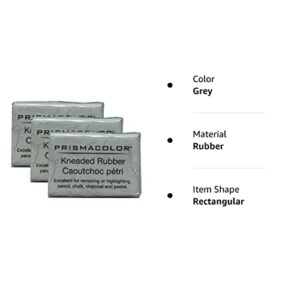 PRISMACOLOR Design Eraser, 1224 Kneaded Rubber Eraser, Grey (70531) (3 Pack)