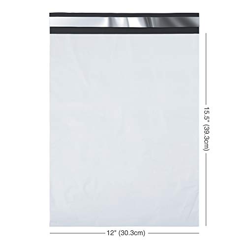 Fuxury 12x15.5 Inches 100pc White Poly Mailers Shipping Bags for Clothing Mailing & Shipping Self Sealing Envelopes Boutique Custom Bags Enhanced Durability Multipurpose Items Safe Protected