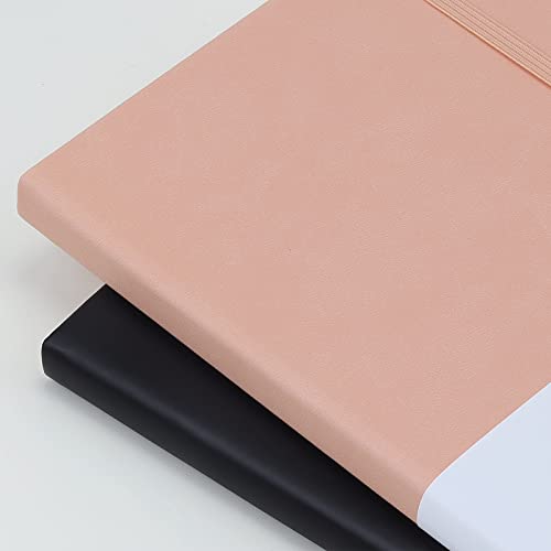 Wiisdatek Notebook Journal, Lined Hard Cover,100Gsm Premium Thick Paper with Inner Pocket for Writing Note Taking Office School,5"×8.25"(Pink)