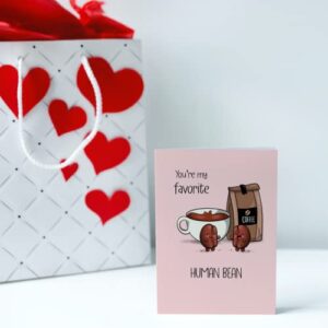 ALY LOU Cute Anniversary Card, Mothers Day Card Mom, Birthday Card for Her Him / Girlfriend Wife / Husband Boyfriend, Kawaii Greeting Card (Favorite Human Bean)