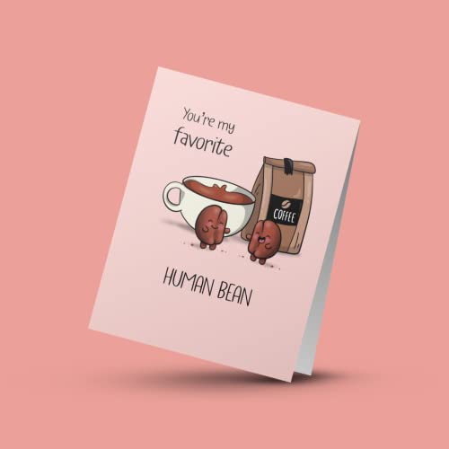 ALY LOU Cute Anniversary Card, Mothers Day Card Mom, Birthday Card for Her Him / Girlfriend Wife / Husband Boyfriend, Kawaii Greeting Card (Favorite Human Bean)