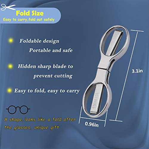 2Pcs Folding Scissors,Safe Portable Travel Scissors,Stainless Steel Telescopic Cutter Used for Home Office, Safety Portable Travel Trip Scissors