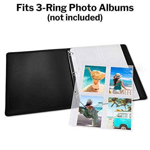 Dunwell Photo Album Refill Pages - (3.5x5, 25 Pack), for 200 Pictures, 3-Ring Binder Photo Pockets, Each 4-Pocket Photo Page Holds 8 Pictures, 3.5 x 5 Photo Protectors or 3.25x5.25 Seed Binder