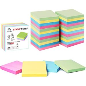 sticky notes 3×3 inches bulk 28 pack 2800 sheets colored self-stick pads, 100 sheets/pad, 4 bright colors (yellow, green, pink, blue) for office supplies, school, home