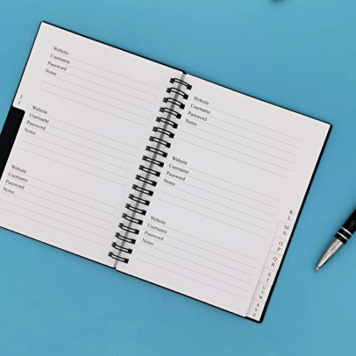 Nokingo Spiral Password Book with Tabs - 5x7 inch Password Organizer with Alphabetical Tabs for Internet Login, Website, Username, Password. Password Keeper for Home or Office