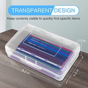 Sooez 6 Pack Clear Pencil Box, Plastic Large Capacity Pencil Boxes Plastic Boxes with Snap-tight Lid, Office Supplies Storage Organizer Box, Stackable Design and Stylish