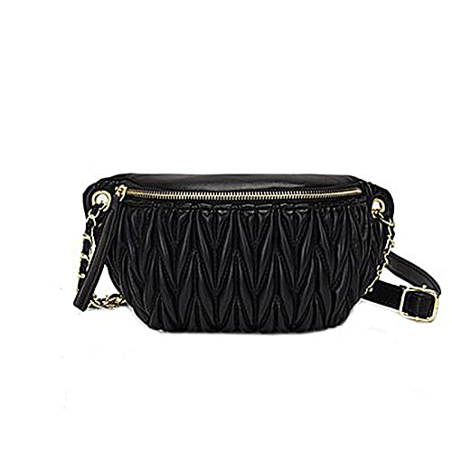 Shoulder Waist Bag for Women Crossbody Fanny Packs Fashion Quilted Chest Bag for Ladies(Waist Crossbody Bag for Black)