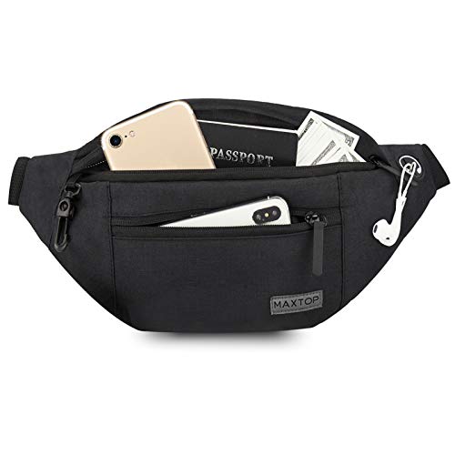 MAXTOP Large Crossbody Fanny Pack with 4-Zipper Pockets,Gifts for Enjoy Sports Yoga Festival Workout Traveling Running Casual Hands-Free Wallets Waist Pack Phone Belt Bag Carrying All Phones