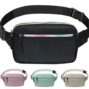 Fanny Packs for Women Belt Bag Crossbody,Fashionable Waist Bag Cute Hip Bum Bag for Travel Running Hiking Workout (Black)