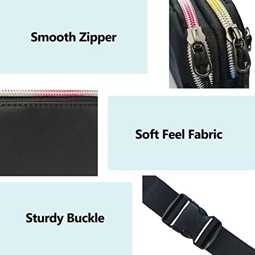 Fanny Packs for Women Belt Bag Crossbody,Fashionable Waist Bag Cute Hip Bum Bag for Travel Running Hiking Workout (Black)