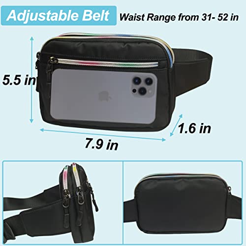 Fanny Packs for Women Belt Bag Crossbody,Fashionable Waist Bag Cute Hip Bum Bag for Travel Running Hiking Workout (Black)