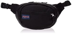 jansport fifth avenue fanny pack crossbody bags for women, men, black – stylish, durable waist bag with adjustable belt, main zippered pocket, quick stash pocket – premium travel essentials