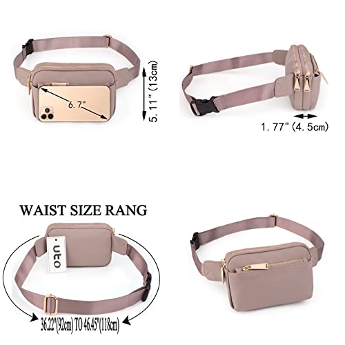 UTO Fanny Pack for Women Men Belt Bag Fashion Designer Chest Waist Packs Hip Bumbags for Outdoors Shopping Workout Traveling Hiking