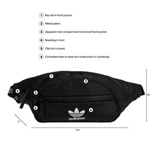 adidas Originals National Waist Fanny Pack-Travel Bag, Black/White, One Size