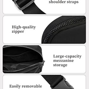 Belt Bag for Women, Meyfancy Unisex Fanny Packs with Adjustable Strap Small Crossbody Black Fanny Pack Fashion Waterproof Everywhere Belt Bag for Traveling Hiking Running Casual