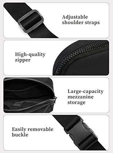 Belt Bag for Women, Meyfancy Unisex Fanny Packs with Adjustable Strap Small Crossbody Black Fanny Pack Fashion Waterproof Everywhere Belt Bag for Traveling Hiking Running Casual