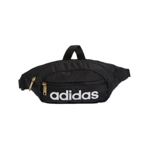 adidas core waist pack fanny bag, black/white/gold metallic, one size