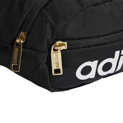 adidas Core Waist Pack Fanny Bag, Black/White/Gold Metallic, One Size