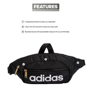 adidas Core Waist Pack Fanny Bag, Black/White/Gold Metallic, One Size