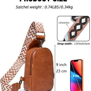 Sling Bag for Women Fanny Pack Crossbody Bags for Women Chest Bags Cross Body Purse PU Shoulder Backpack for Women Men Teen Girls (Brown)