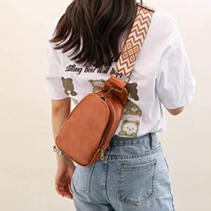 Sling Bag for Women Fanny Pack Crossbody Bags for Women Chest Bags Cross Body Purse PU Shoulder Backpack for Women Men Teen Girls (Brown)